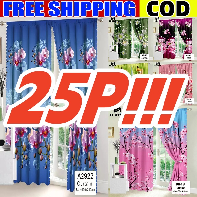 【25Php】HC Window Curtain kurtina 85×185cm Elegant Kurtain non ring door ...