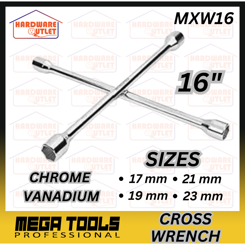 Mega Cross Wrench Chrome Vanadium 16" SIZES 17mm, 19 mm, 21mm, 23mm ...