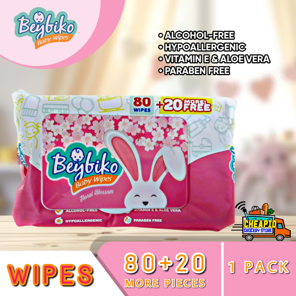 Beybiko Floral Blossoms babybwipes 80+20sheets (1pack) | Shopee Philippines