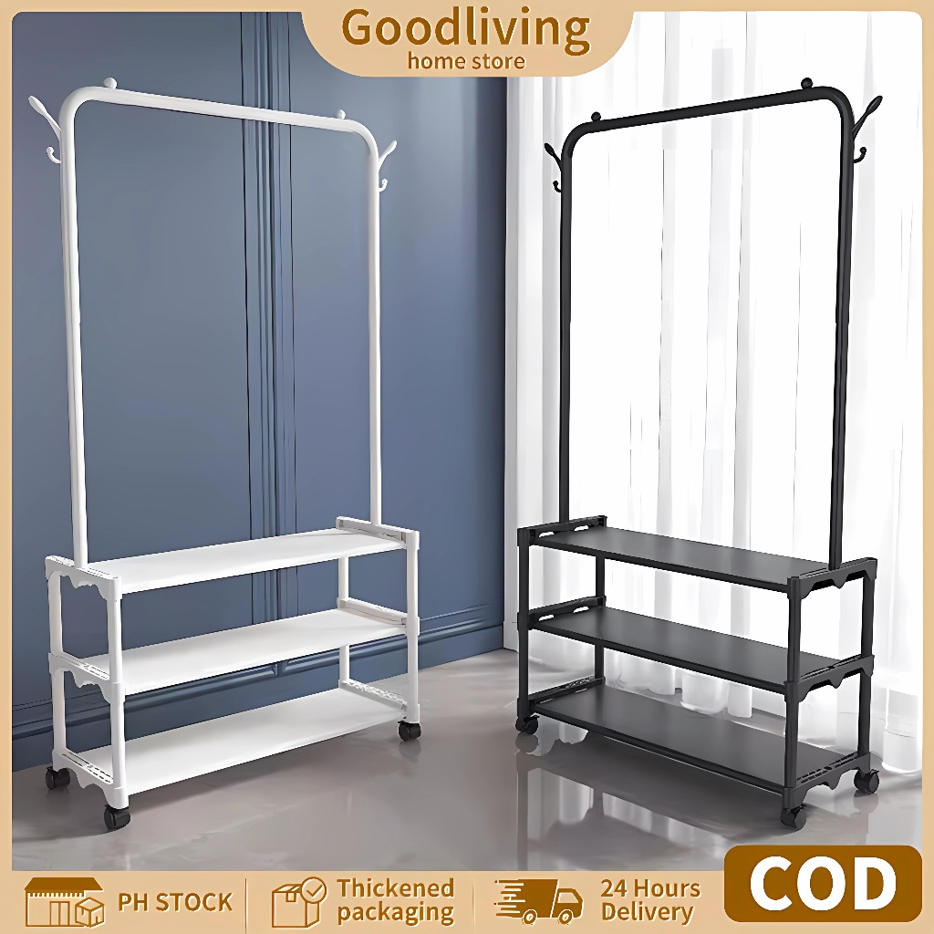Coat Rack Clothes Hanger With Wheel All-in-one Cloth Hanger Floor ...