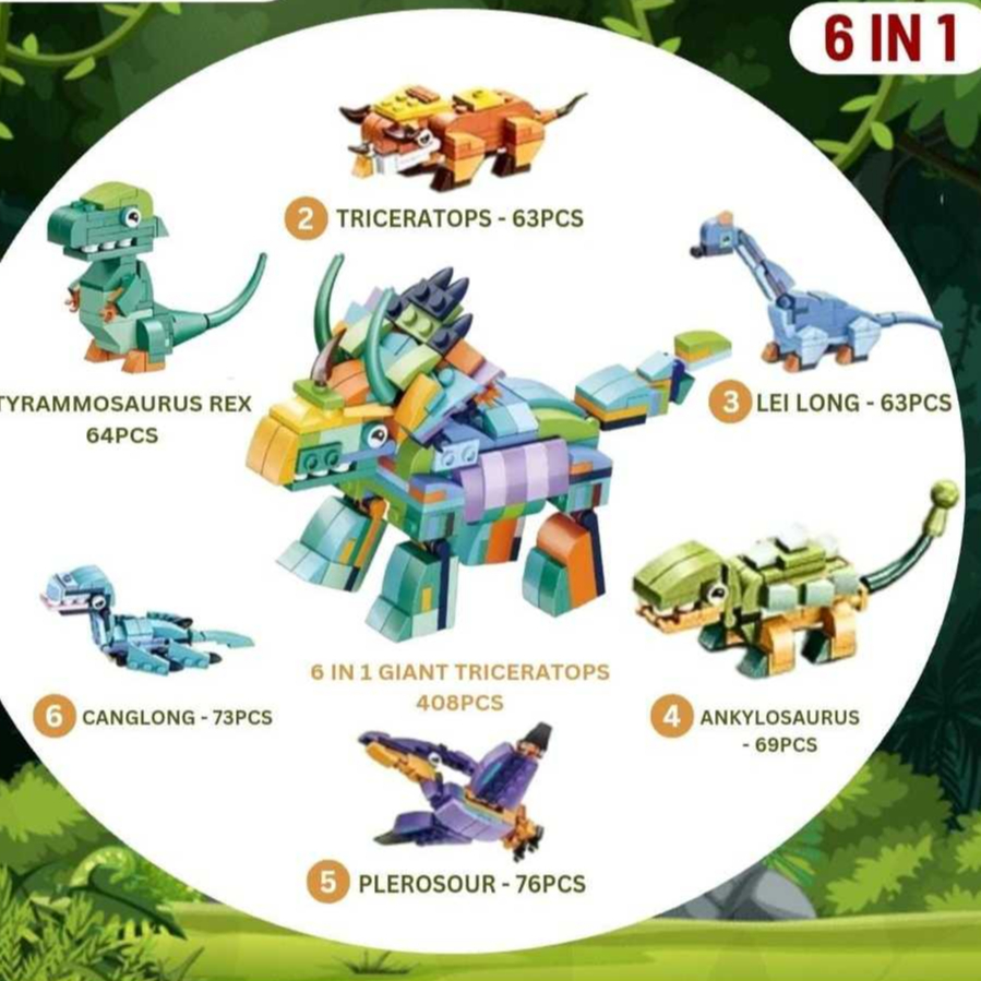 T090 DIY BUILDING BLOCKS 6 DINOSAUR DESIGN | Shopee Philippines