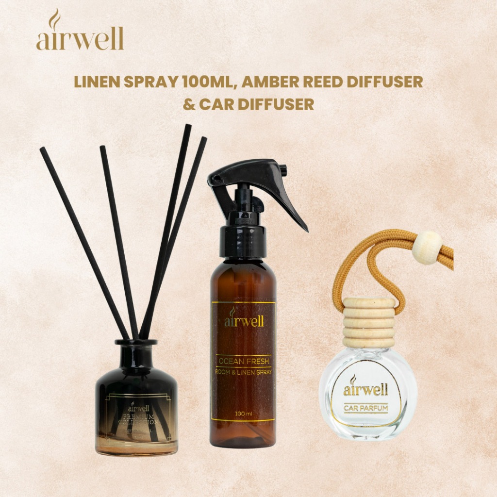 Airwell Bundle Set Room Linen Spray And Reed Diffuser With Hanging Car Diffuser | Shopee Philippines