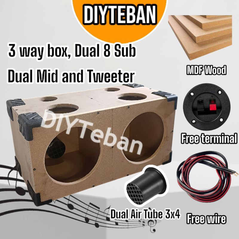 Dual 8 Inch Ported 3 Way with Mid and Tweeter Slot Affordable All in ...