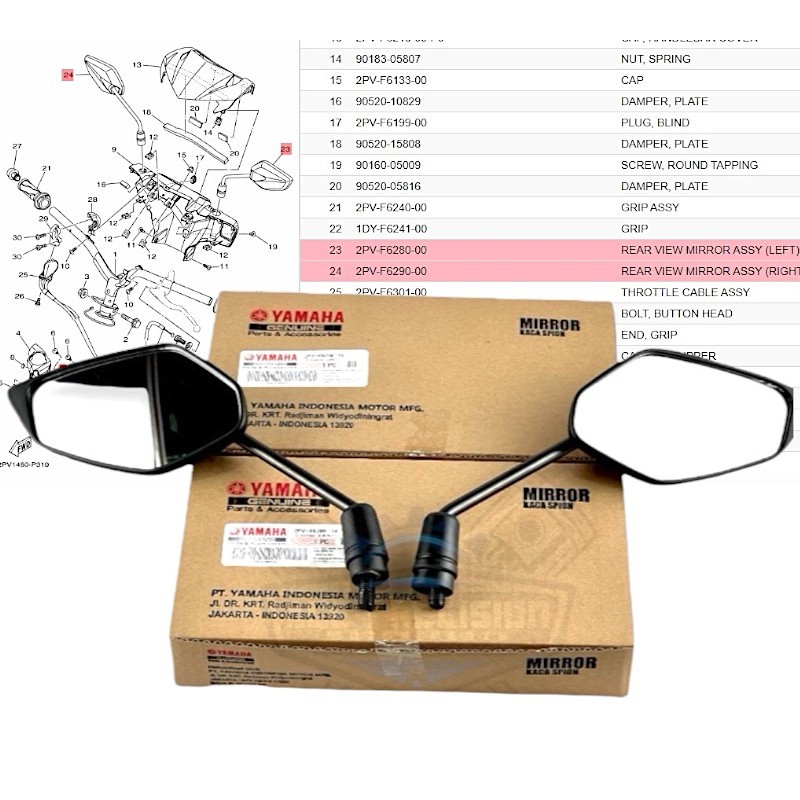 SIDE MIRROR SNIPER KING 150 2PV-F6280-10/ 2PV-F6290-10 (PAIR) | Shopee ...