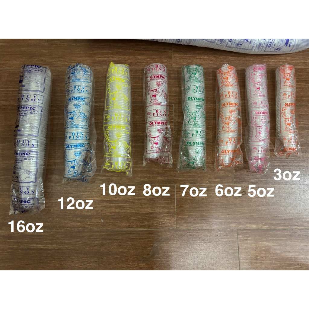 PER PACK 50 PCS Disposable Plastic Cups Olympic [3oz, 5oz, 6oz, 7oz ...