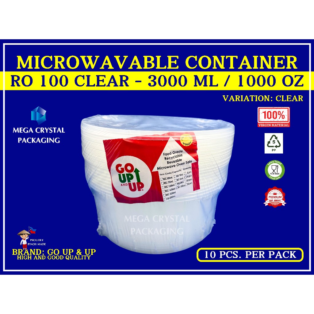 [ 10 Pcs ] Microwavable Container Round RO 100 - Round 3000 ml / 100 oz ...