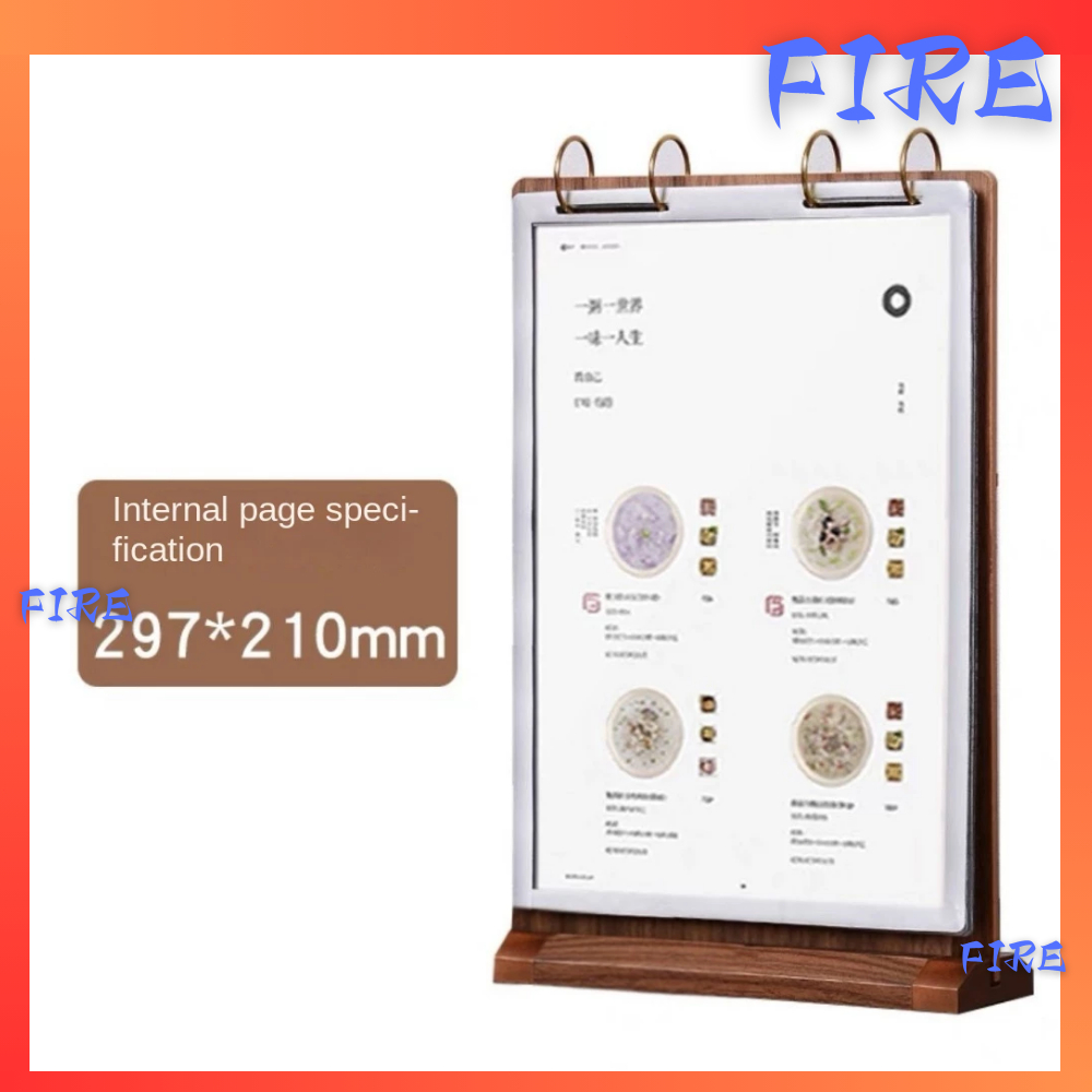 Restaurant Menu Stand Walnut Flip Table Card PVC Wooden A4 Binder ...
