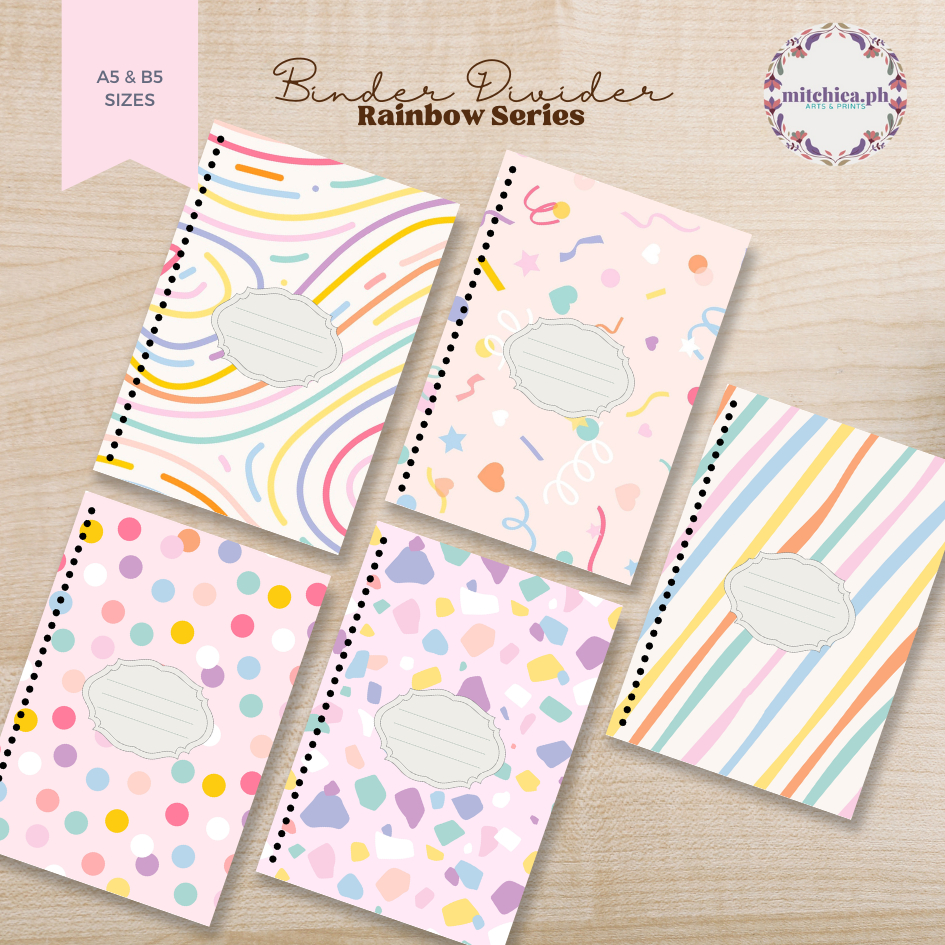 5 sheets Rainbow Series A5 & B5 Borderless Binder Divider | Mitchiea PH ...