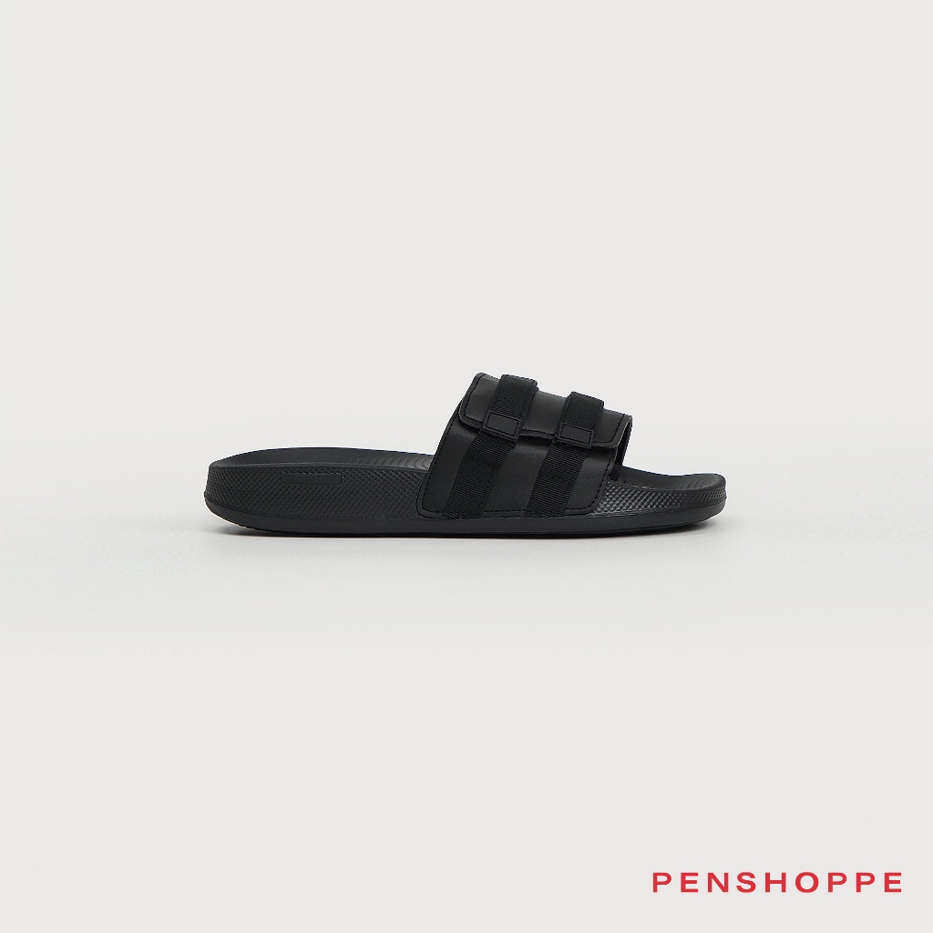 Penshoppe Velcro Band Slides Slippers with Strap Details For Men (Black ...