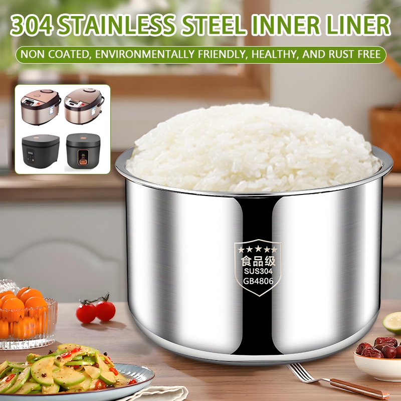 Rice Cooker Liner Food Grade 304 Stainless Replacement Inner Pot ...