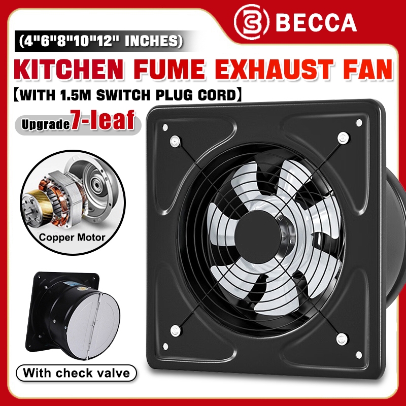 Ventilation Fan 4/6/8/10/12"Metal Home Oil Fume Exhaust Fan Kitchen ...