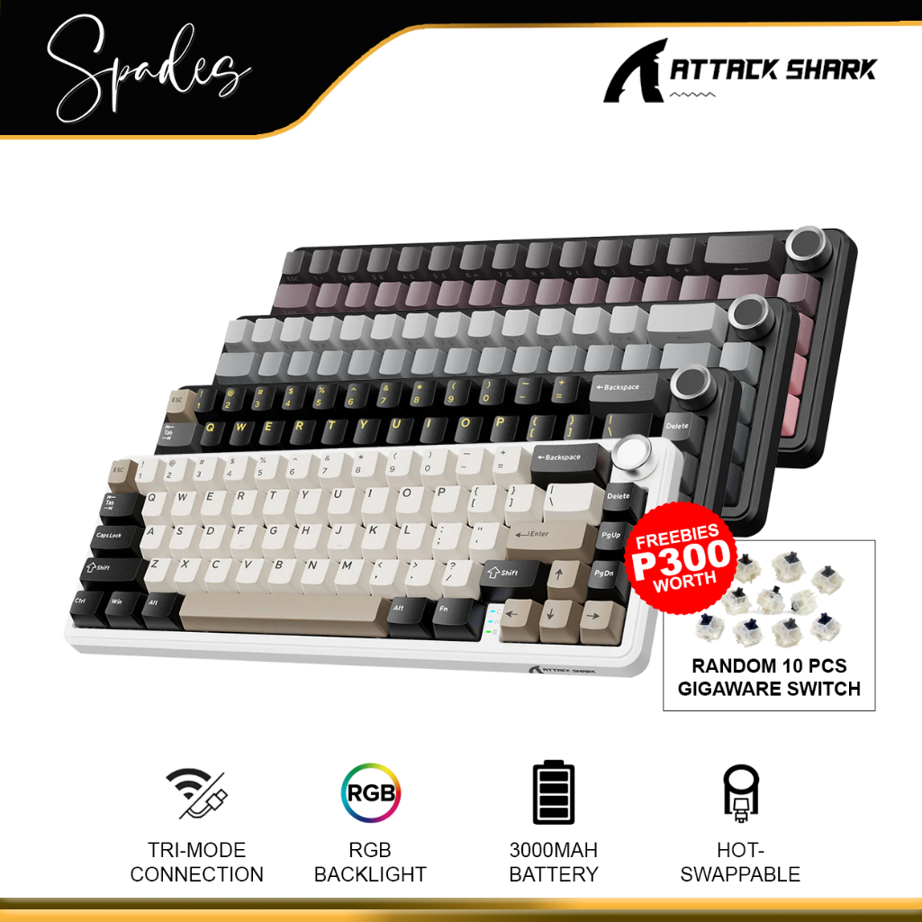 Attack Shark X66 Tri Mode 60% Wireless Gasket RGB Backlit Hot Swappable ...