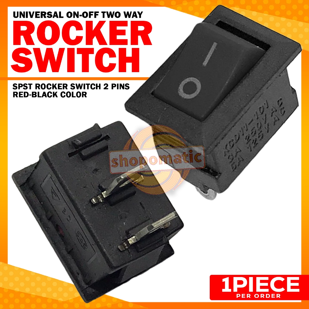 SHOPO Motorcycle 2-Way Rocker Switch SPST On-Off 2-Pin – Black/Red ...
