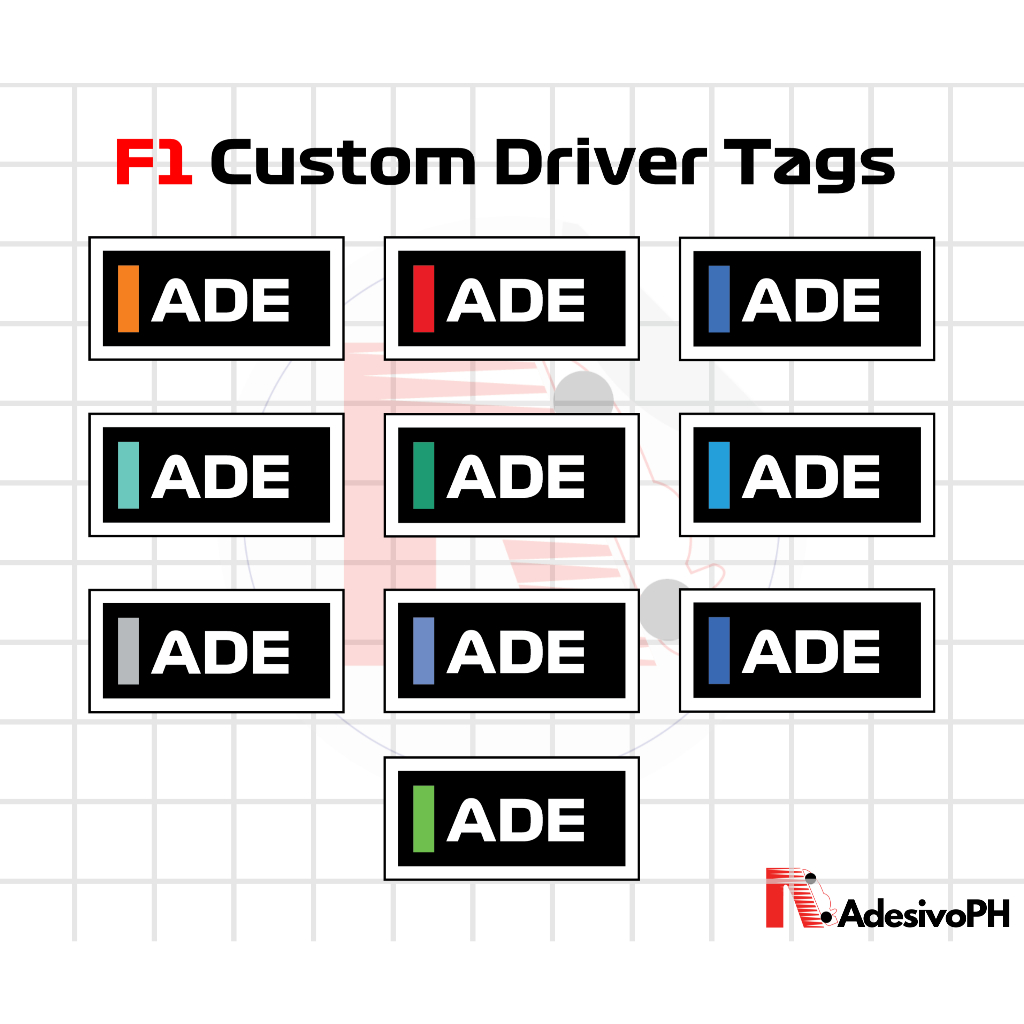F1 Personalized Driver Tags - FORMULA 1 / STRAIGHT BORDER / MATTE ...