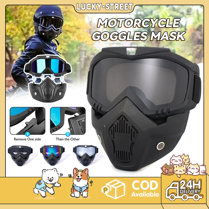 Motorcycle Goggles Mask Removable Windproof Mask Open Face Half Face ...
