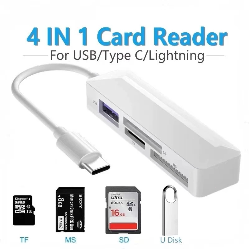 【PAI】4-in-1 Card Reader USB/Type-C to SD TF Adapter for Sony Phone ...