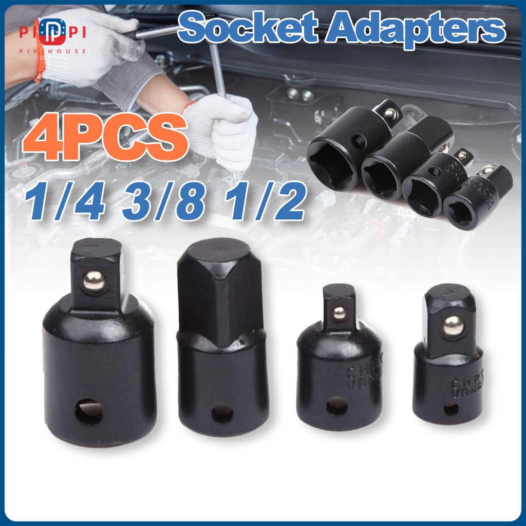 4pcs Socket Adapters 1/4 3/8 1/2 Steel Air Impact Adapter Converter ...