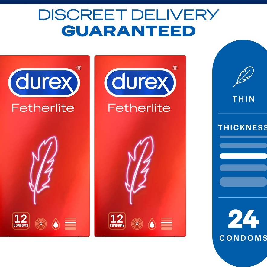Durex Fetherlite Thinner Lubricated Condoms 12s (Set of 2 - 24 Condoms ...