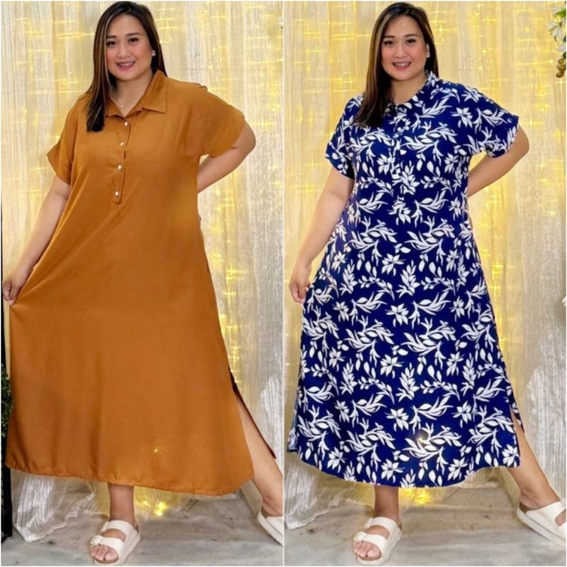 ️ LIZZY BKK INSPIRED PLUS SIZE CHALLIS COLLARED MAXI DRESS(2XL-5XL ...