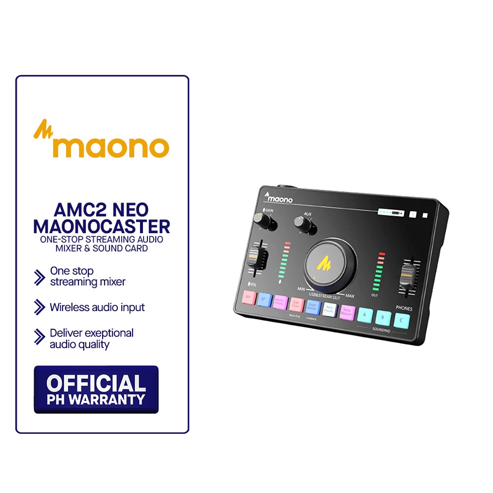 Maono Maonocaster AMC2 NEO One-Stop Streaming Audio Mixer & Sound Card ...