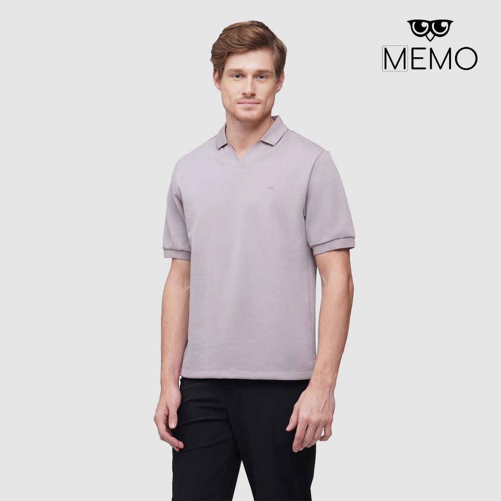 Memo Open Collar Polo For Men (Lilac) | Shopee Philippines