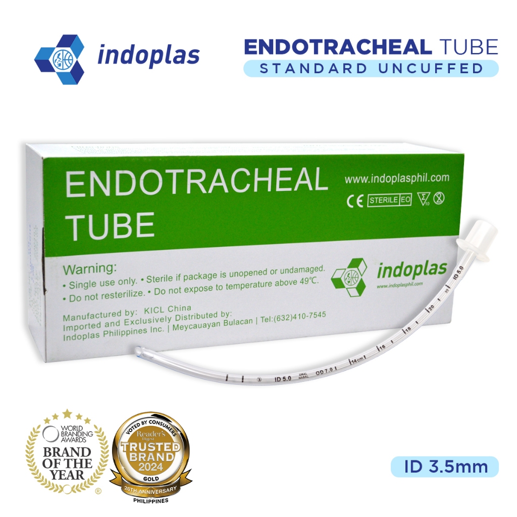 Indoplas Endotracheal Tube 3.5 Uncuffed - 10 Pieces (1 Box) | Shopee ...