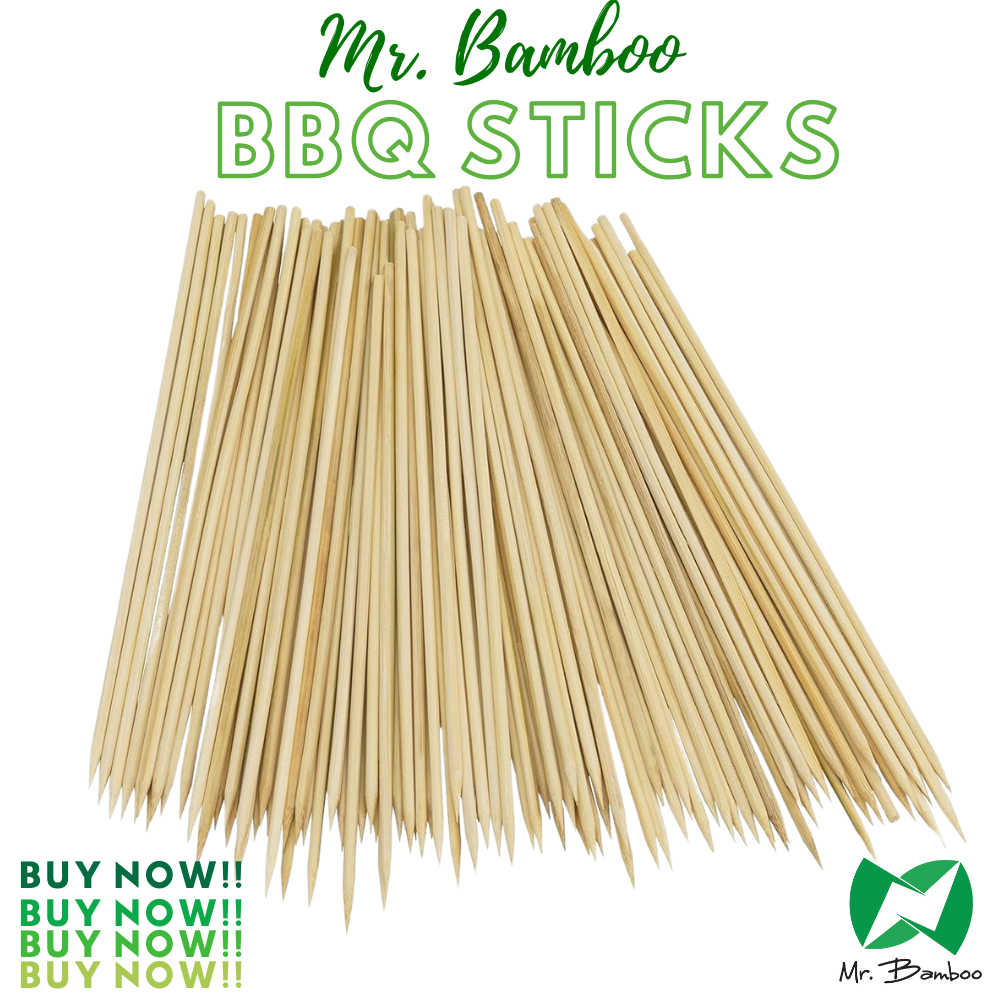 100pcs Mr. Bamboo Sturdy Disposable BBQ Sticks | Barbeque, Buffet ...