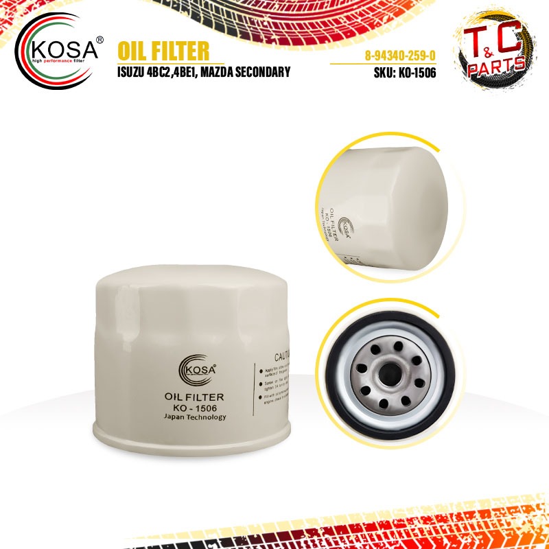 ISUZU 4BC2 4BE1 MAZDA R2 RFSECONDARY OIL FILTER 8-94340-259-0 KOSA (1PC ...