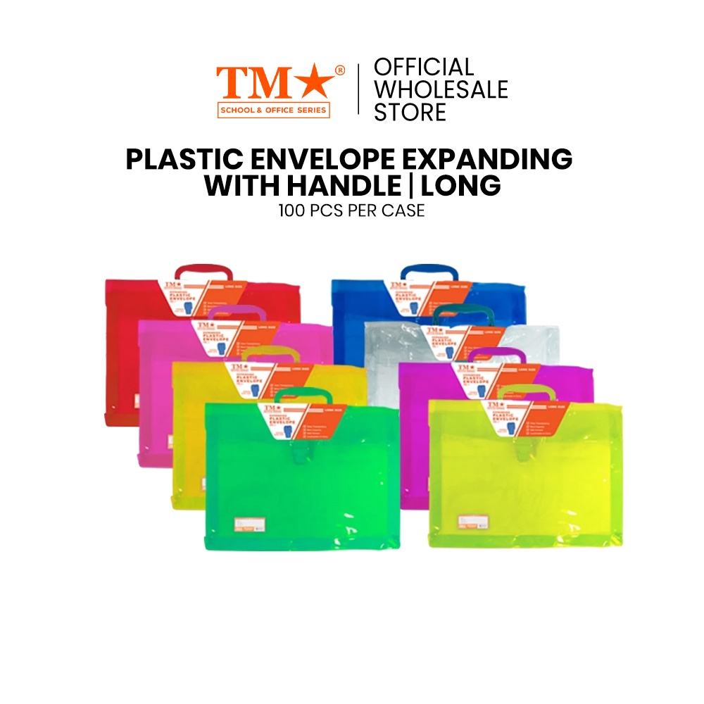 TM Plastic Expanding Envelope with Handle Colored Long | 100 pcs (PE-1 ...