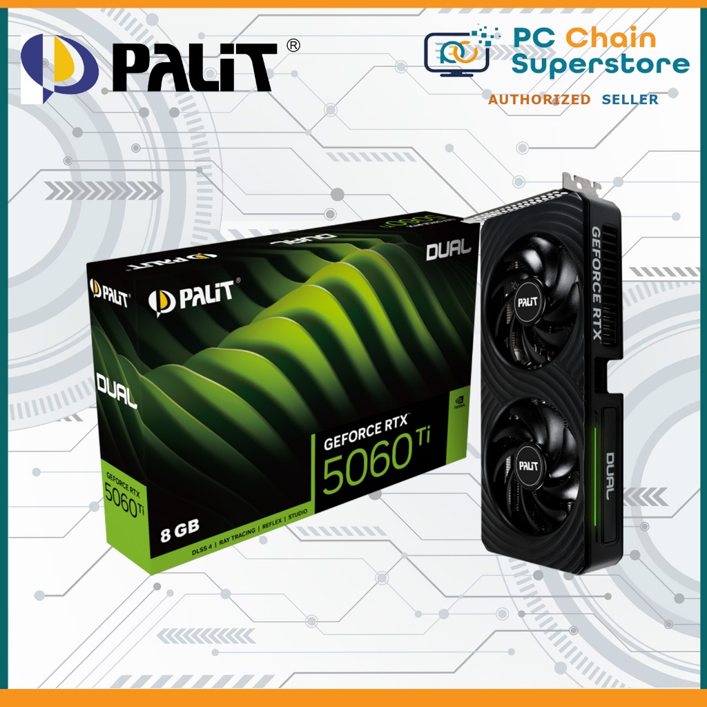 Palit RTX 5060 Ti Dual 8GB GDDR7 Graphics Card (NE7506T019P1-GB2062D ...