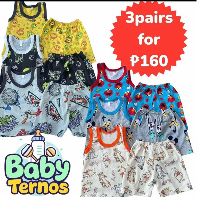 3PAIRS ASSORTED COLOR/PRINTS BABY SANDO SHORT TERNOS FOR 3-12mos old ...