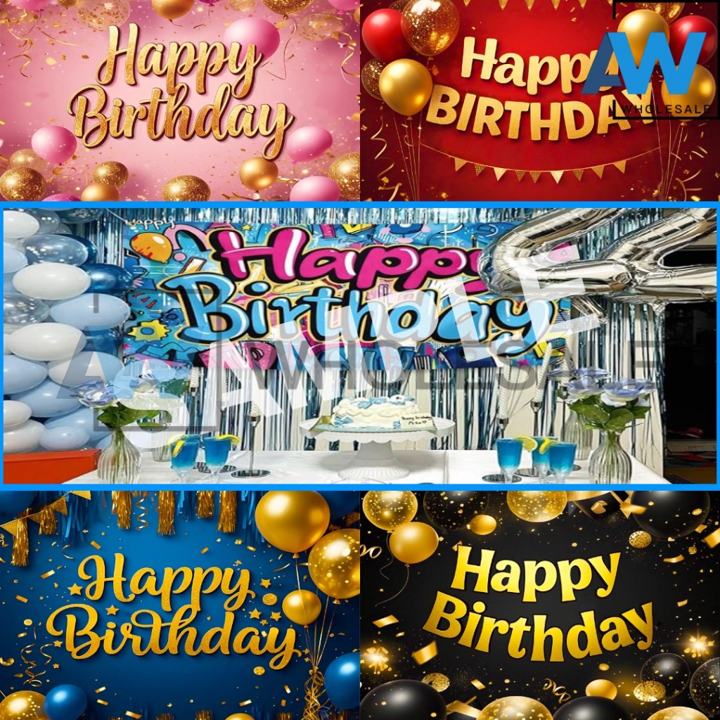 PS-547 [1 pc] Happy Birthday Backdrop Tarpaulin Tarp Birthday Backdrop ...