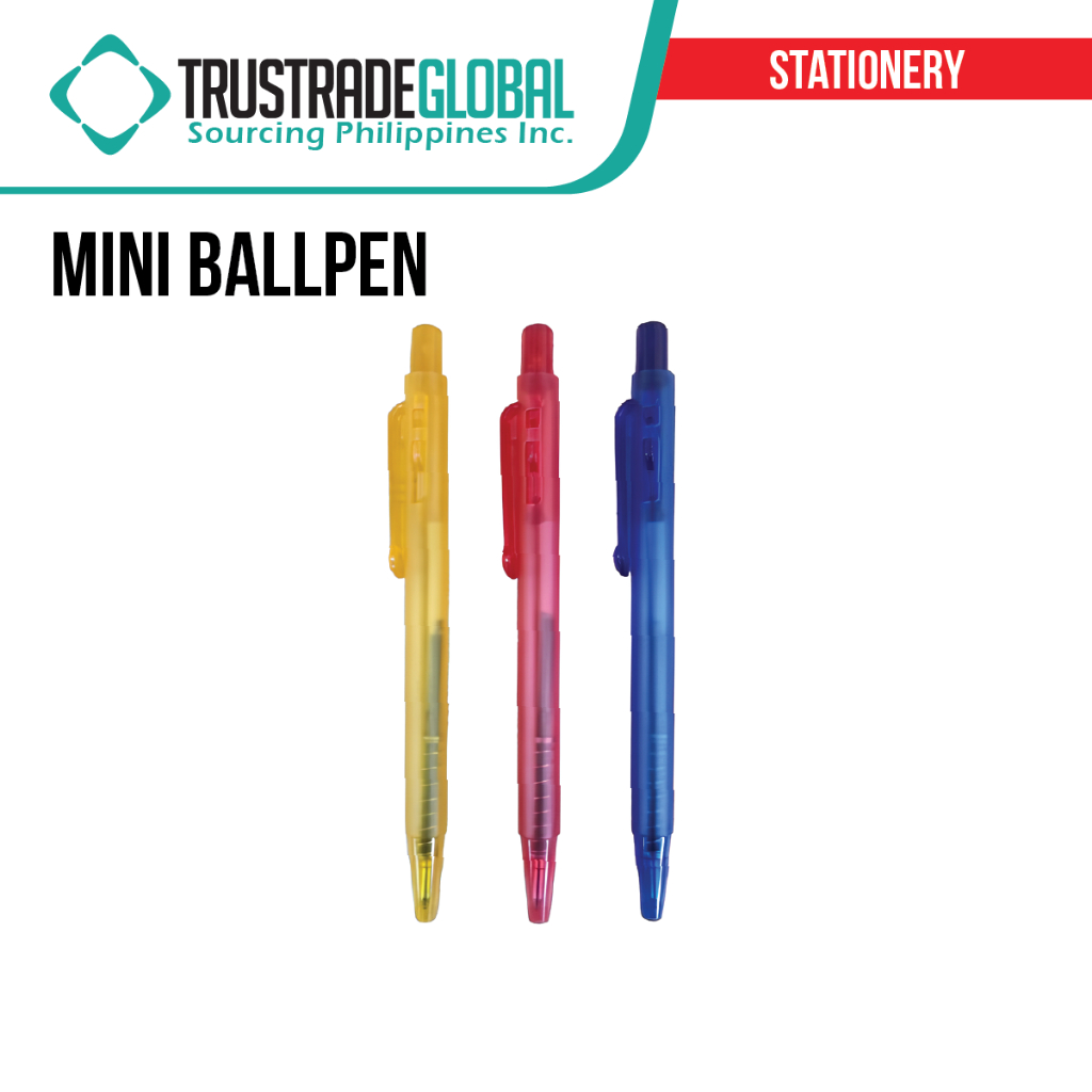 Mini Ballpen Red Yellow Blue Case Color Cute Pens Pocket Size Black Ink ...