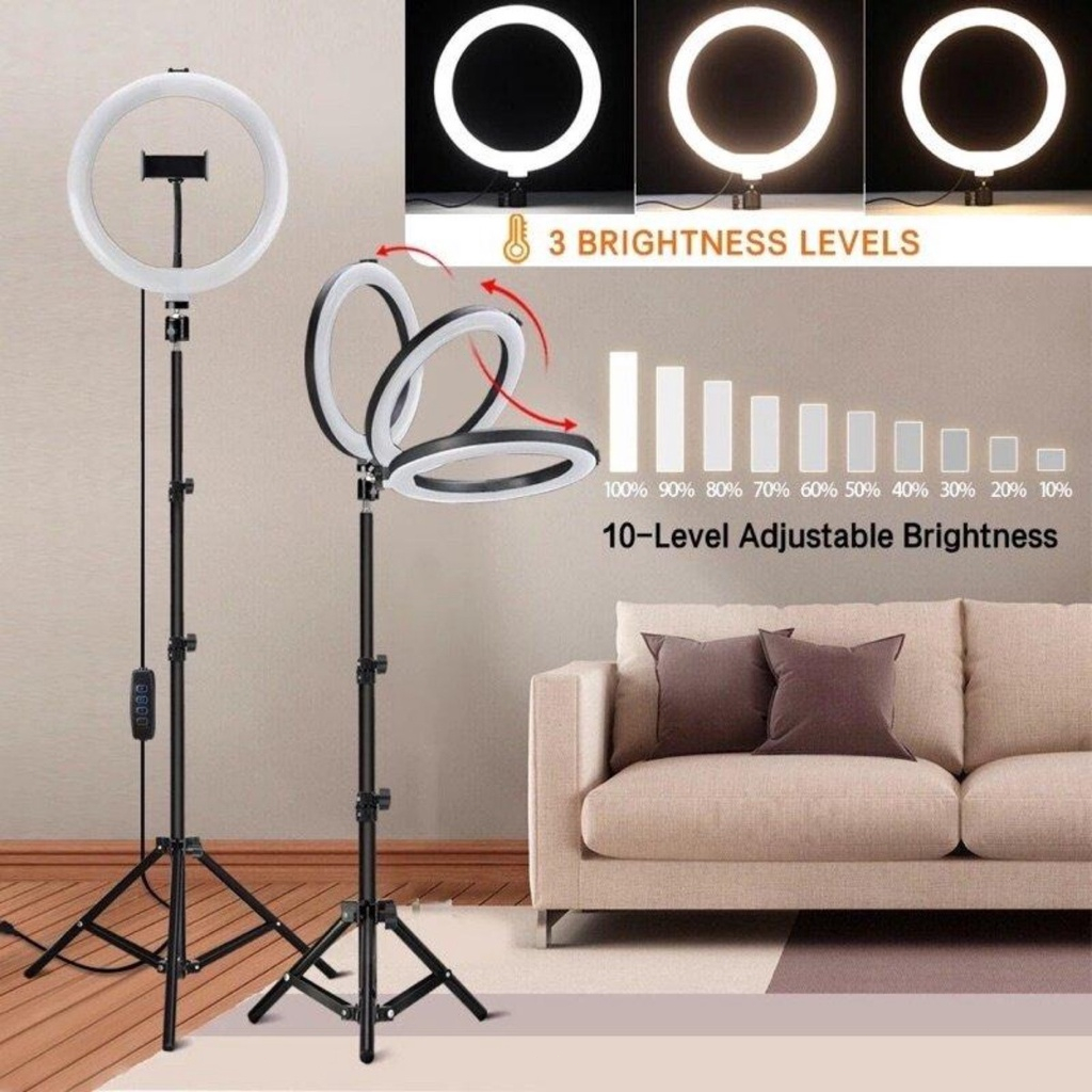 2.1M Tripod Light Stands 3 Color Circular Photography Fill Light Live ...