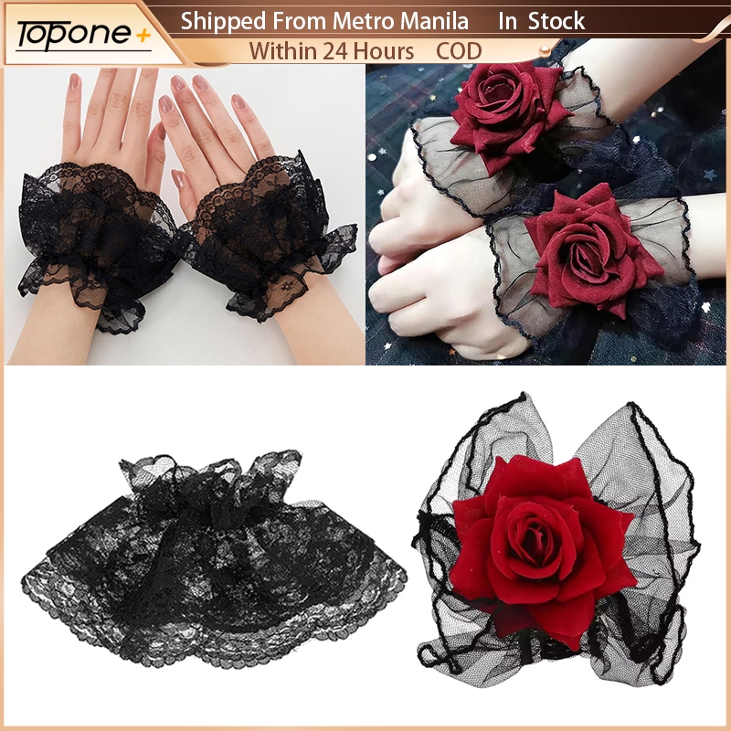 Lace Wrist Cuffs Cuffs Lolita Wedding Wrist Length Fingerless Bridal ...