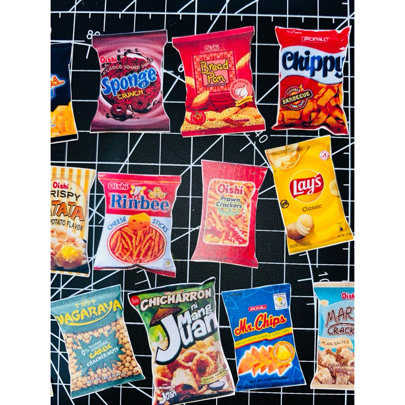 SNACKS Chips Stickers Chichirya Sticker Lays Piattos Nova Oishi Jack n ...