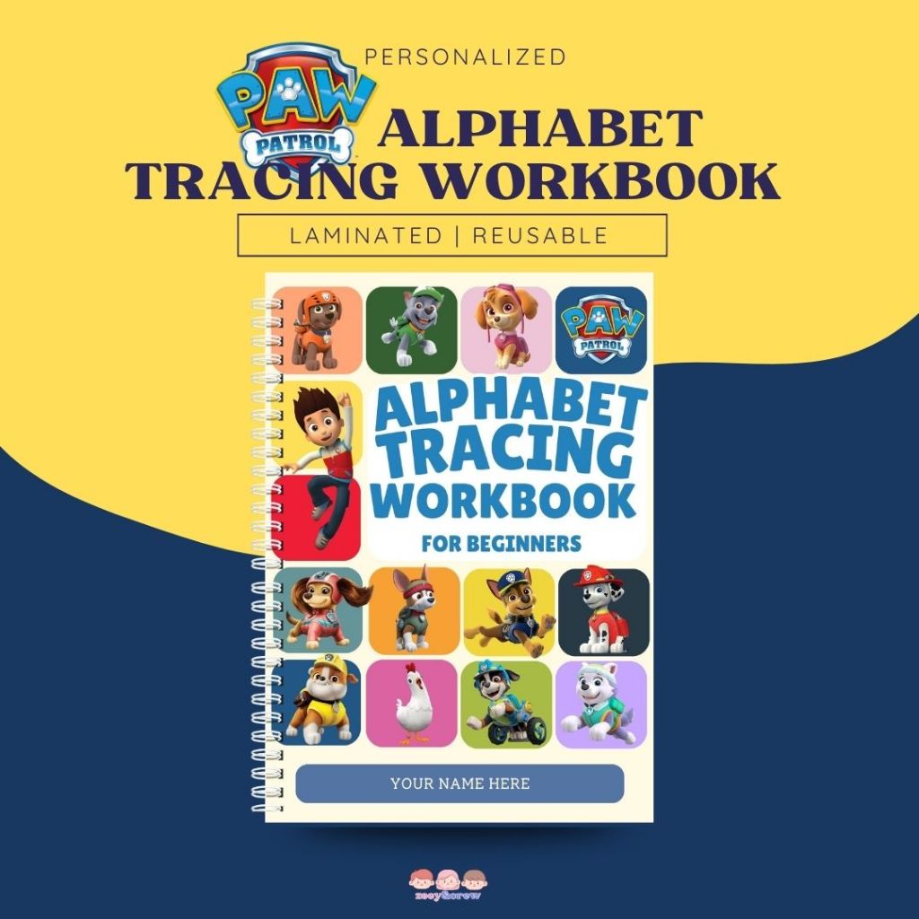 zoey&crew Paw Patrol Alphabet Tracing Workbook | A4 | Laminated ...