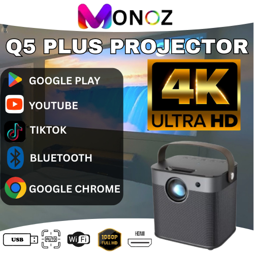 Q5 PLUS 4K Android Projector | 6000 Lumens | WiFi Bluetooth | Gaming Movies | Free Shipping ...