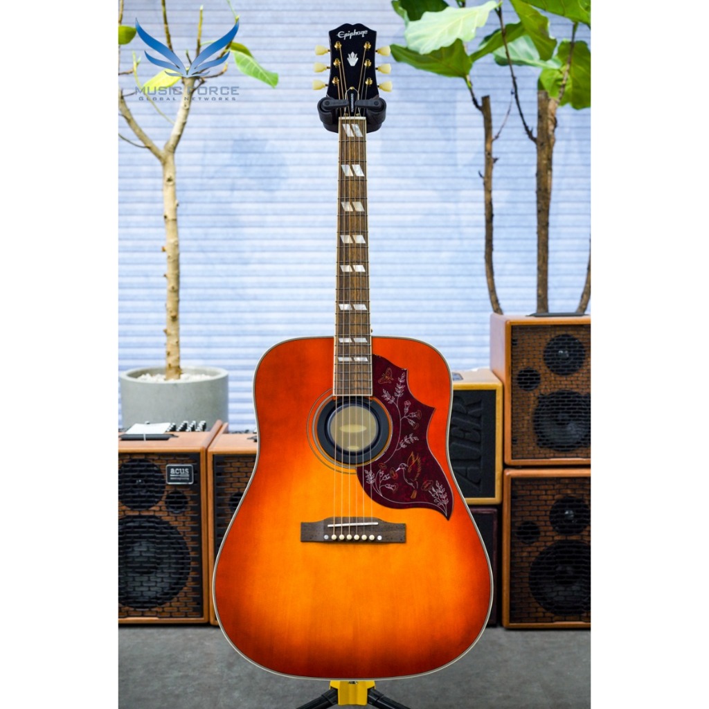 EPIPHONE HUMMINGBIRD ALL SOLID WOOD AGED CHERRY SUNBURST | Shopee ...