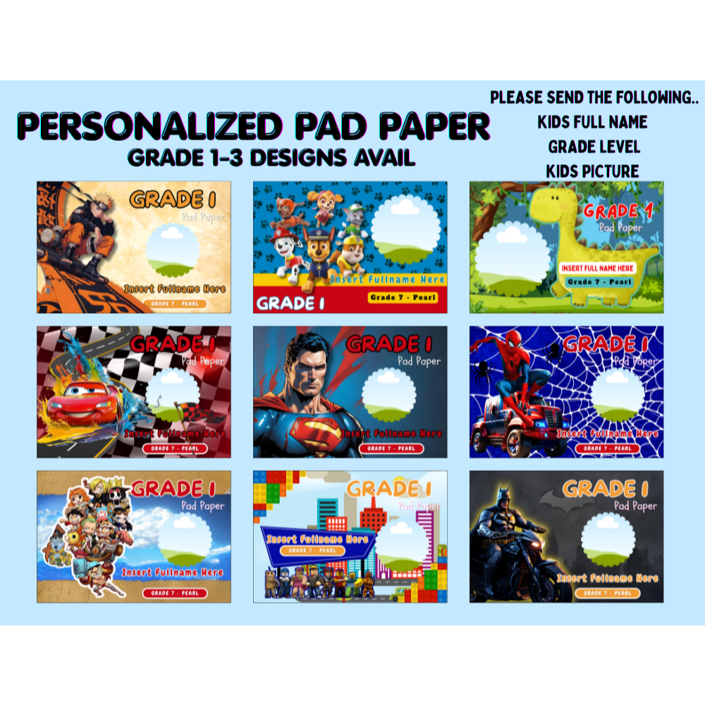 PART I- Pad Paper PERSONALIZED 50pages per pad (Quincel Prints ...