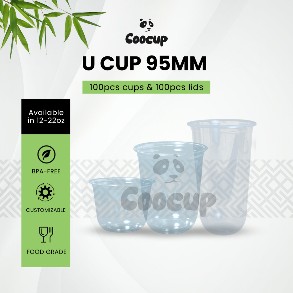 U Cup 95 MM Milktea Cup with Lids (100 pcs/ Bndl) Disposable Plastic ...