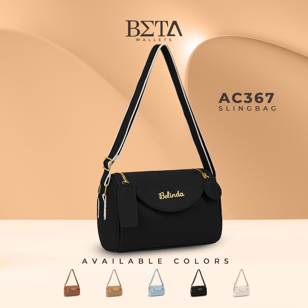 BETA Sling Bag For Women Soft Leather Boston With Wide Adjustable Strap ...