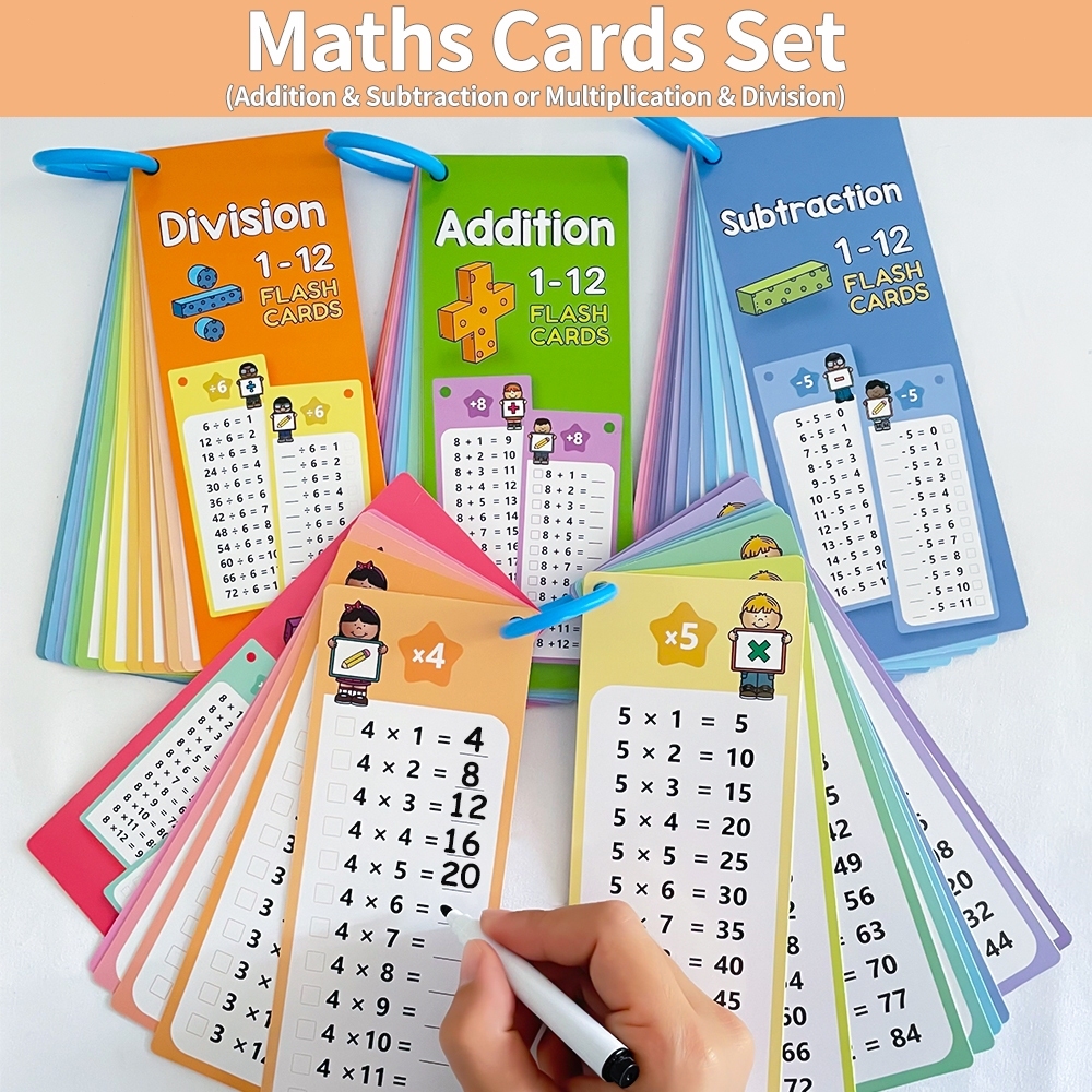 0-12 Addition Subtraction Multiplication Division Cards ,Educational ...