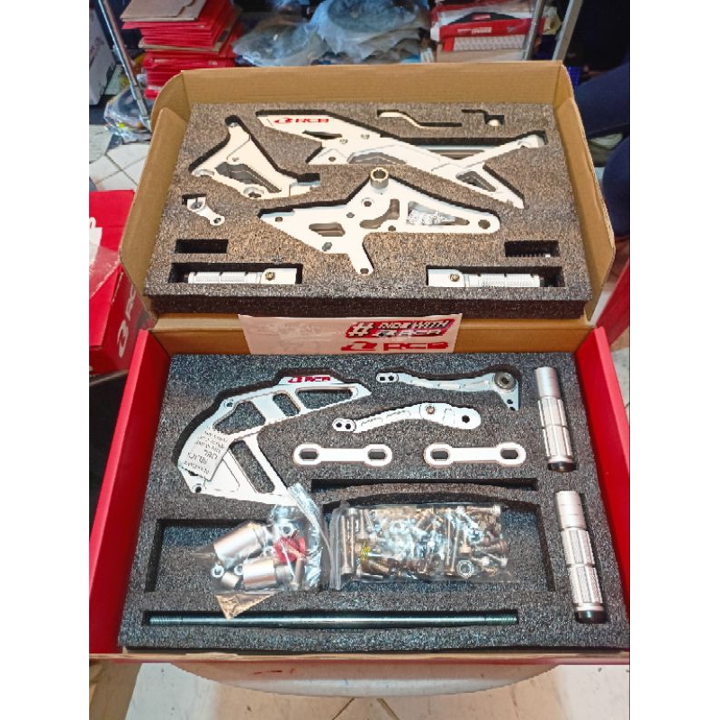 Racing Boy RCB FOOTREST Shifter FULL SET S3 Yamaha Sniper150 Silver ...