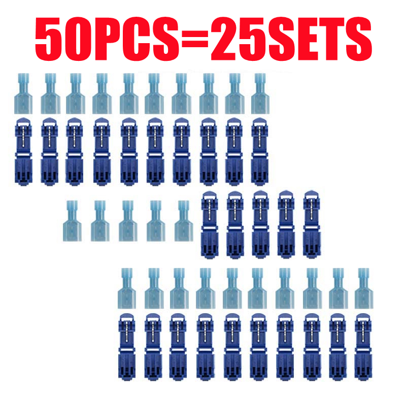50Pcs(25set) Quick Splice Wire Terminals T-Tap Self-stripping Connector ...