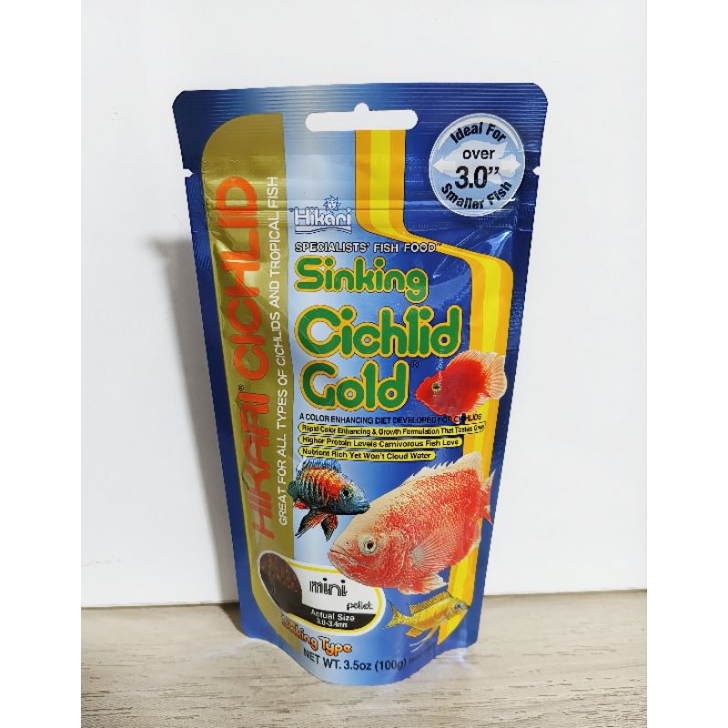 Hikari MINI Sinking Cichlid Gold Sinking Type Fish Food Pellet 100g ...