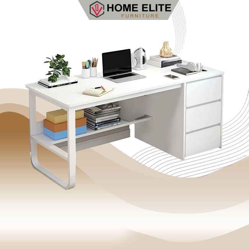 Philippines V1 Computer Desk with 3 Drawers Modern Writing Desk Storage ...