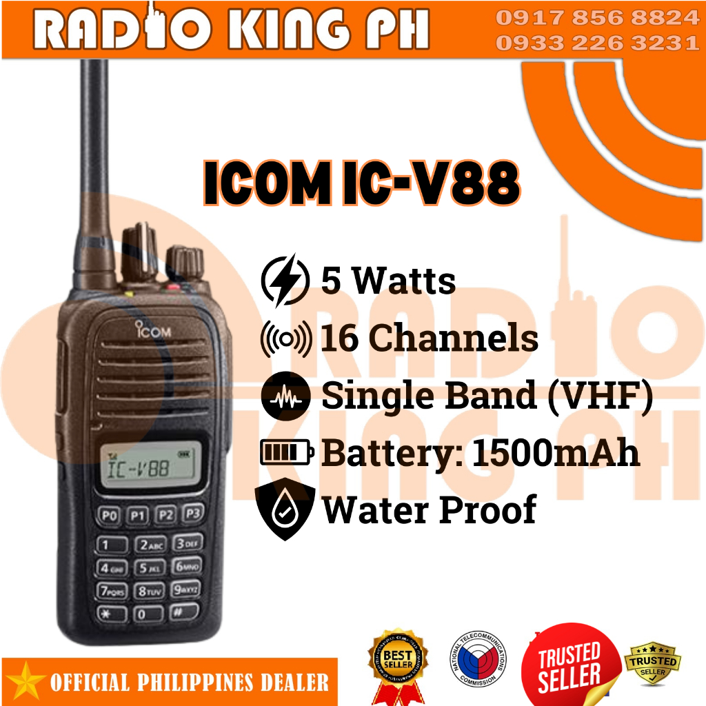 GENUINE ICOM IC-V88 VHF IP67 Waterproof and Dust-tight Protection 3D ...