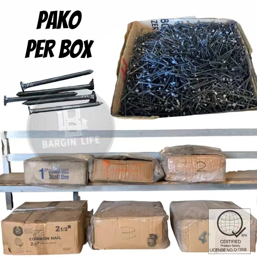 PAKO/Common Nail per BOX 24-25KL (1",1-1/2",2",2-1/2",3",4")+ | Shopee ...