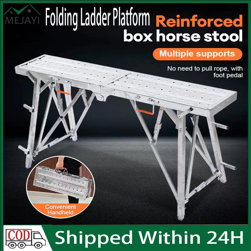 Height Adjustable Folding Ladder Platform Indoor Decoration Scaffolding ...